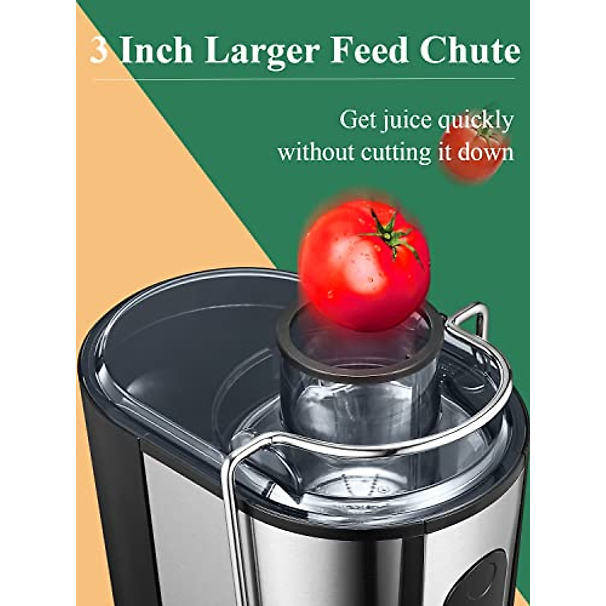 Juicer, Juicer Machines Easy to Clean, 3" Feed Chute Juicer Extractor for Whole Vegetable and Fruit, 2 Speeds Control for Soft & Hard Fruits, With Brush Easy to Clean, Anti-drip & Anti-slip Function