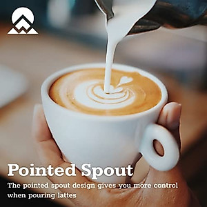 Evergreen Coffee - Precision Latte Art Milk Pitcher | 16oz | Commercial Grade Stainless Steel | Milk Steam Frothing Jug | For Espresso Machines, Breville Espresso Machines (Black)