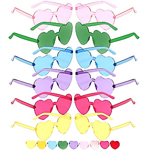 KICOFIT Sunglasses Women Girls Halloween 80s Neon Accessories Party Favor Heart Shape Candy Lover Outfit (12, Multi-color)