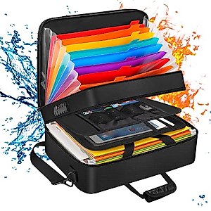 File Organizer Bag with 13 Pocket Accordion File Folder,ENGPOW Fireproof Document Organizer Bag with Lock,Multi-Layer Portable Document Storage Expanding Zip File Folder Filing Safe Box with Labels