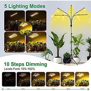 zyzykeji Grow Lights for Indoor Plants,5 Heads Plant Lights for Indoor Plant,LED Full Spectrum Plant Lights,Adjustable Plant Grow Light,4/8/12H Timer,Warm White Grow Lamp for Various Plant