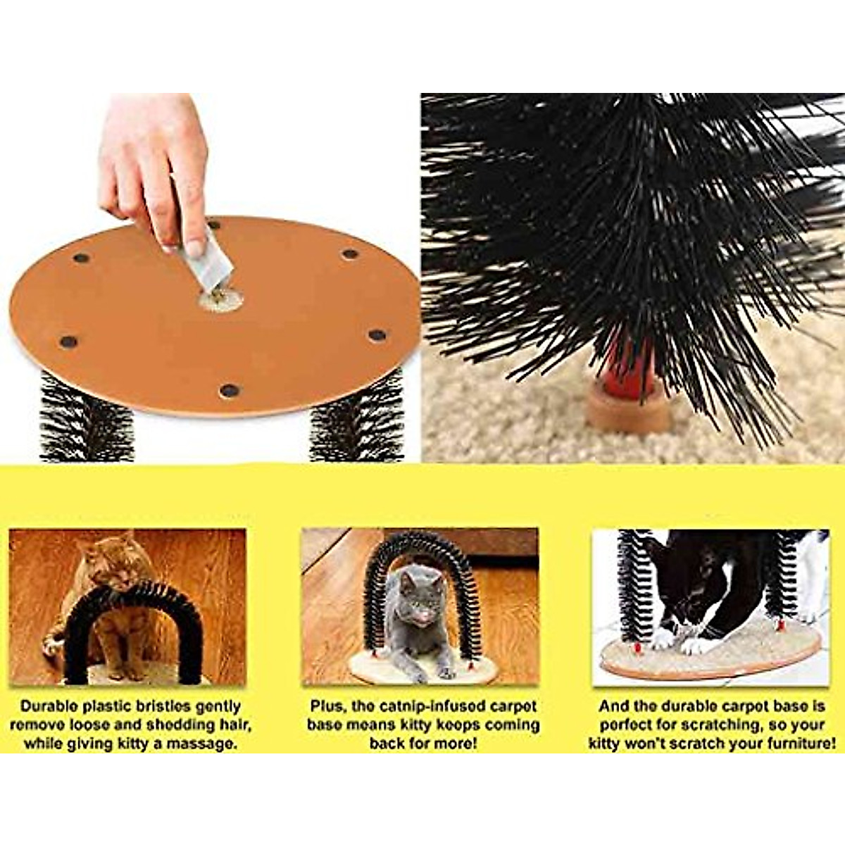 Glanzzeit Cats Self Grooming Scratch Arch Kitten Brushes Hair Cleaning Shedding Tool Catnip Toy