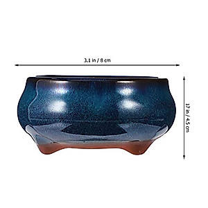 Happyyami 2pcs Round Ceramic Bonsai Flower Pots Ceramic Succulent Bowl Succulent Pots Planter with Drainage Hole Home Decoration