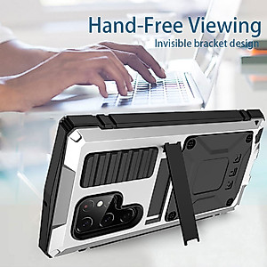 Simicoo Samsung S23 Ultra Metal Case with Screen Protector Camera Cover Military Rugged Heavy Duty S23 Ultra Case Metal Kickstand Full Body Tough Dustproof Shockproof for Samsung S23 Ultra (Sliver)