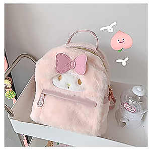 Cute Girl Plush Bag Backpacks for School, 3D Kawaii Animal Cartoon Schoolbag for Girl Bookbag School Supplies, Pink Rabbit