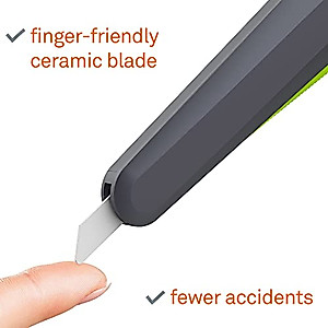 Slice 10563 Auto-Retractable Squeeze-Trigger Utility Knife, Safer Choice, Never Rusts, Lasts 11x Longer Than Metal, Finger Friendly Ceramic Blade, 1 Pack