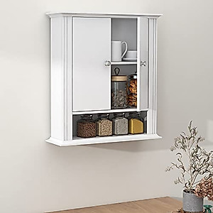 UYIHOME Wall Mounted Bathroom Medicine Cabinet with 2 Doors, Hanging Bathroom Wall Cabinet Over Toilet, Upper Cabinet Storage Cupboard for Bathroom Kitchen Laundry Room, White