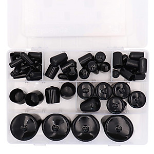 54pcs Black Pipe Post Bolt Screw Rubber Thread Protector Cover Vinyl tube End Caps,Assorted 1/4-inch to 1 1/2-inch-6 sizes