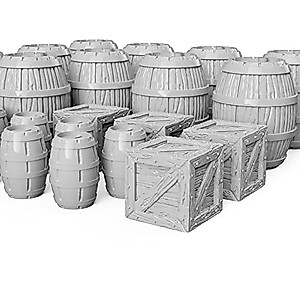 3DEGOS Barrels and Crates Set DND Terrain 28mm for Dungeons and Dragons, D&D, Pathfinder, Warhammer 40k, RPG, Miniatures, Age of Sigmar, Tabletop, D and D, Dungeons and Dragons Gifts