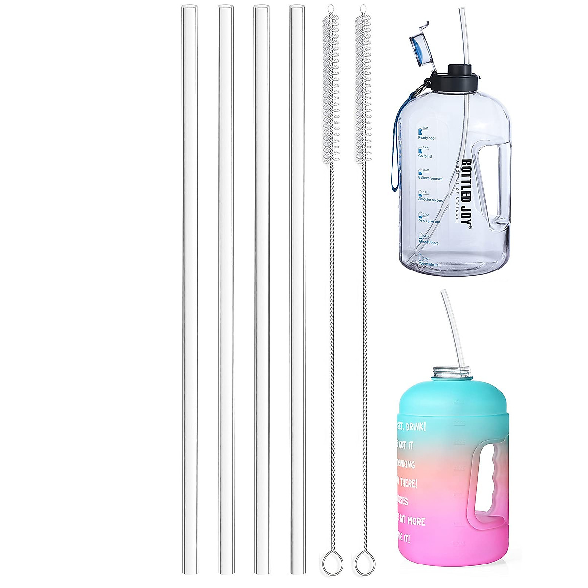 ALINK 15 IN Extra Long Silicone Straws + 10 Black Silicone Boba Smoothie Straws