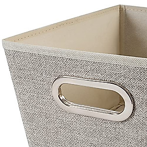 Simplify Medium Grommet Bin in Faux Jute Storage Basket, Beige