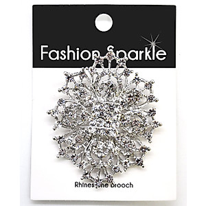Belagio Enterprises 2-1/2-inch x 3-inch Rhinestone Brooch 1 Piece, Silver/Crystal