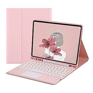 Keyboard Case for Galaxy Tab A7 10.4 inch 2020 (SM-T500 T505 T507) Keyboard Case with Touchpad Cute Round Key Color Keyboard Detachable Bluetooth Keyboard Cover (Pink)