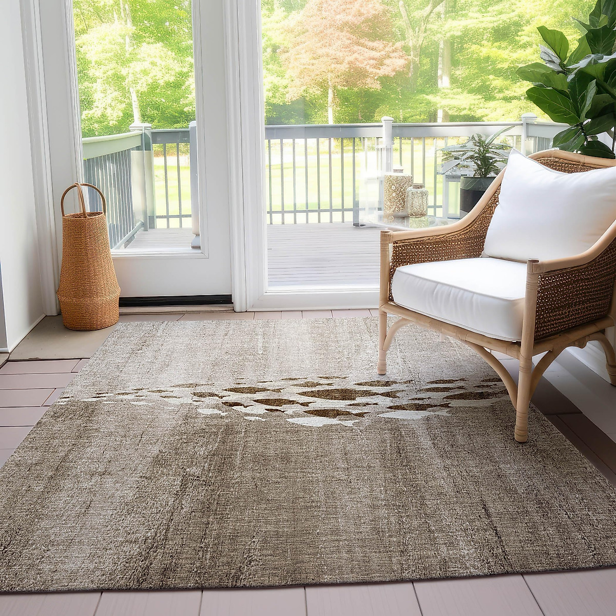 Addison Rugs Chantille ACN627 Taupe 9' x 12' Indoor Outdoor Area Rug, Easy Clean, Machine Washable, Non Shedding, Bedroom, Living Room, Dining Room, Kitchen, Patio Rug