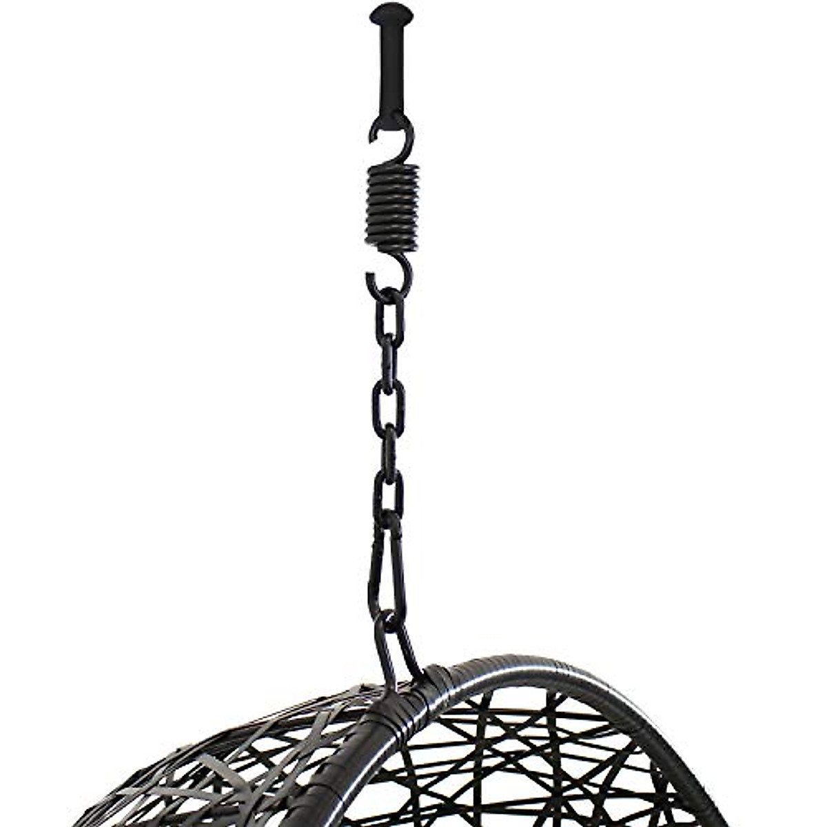 Sunnydaze Jackson Hanging Egg Chair with Steel Stand Set - All-Weather Construction - Resin Wicker Porch Chair - Large Basket Design - Outdoor Lounging Chair - Includes Gray Cushions