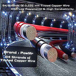 PowMr Solar Panel Wire, Solar Wire 164FT Black 10AWG PV Wire Cable for Solar, Home, RV Boat Marine Solar Panels, Inverter etc. (164Ft Black)