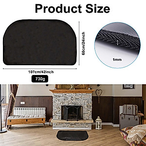 NQEUEPN Fireplace Mat, 42x24 Inch Hearth Pad Half Round Fire Flame Resistant Floor Covering Protection Heat Proof Grill Mat for Wood Stove Indoor Outdoor (Black)