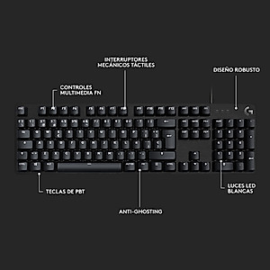 Logitech G413 SE Full-Size Mechanical Gaming Keyboard - Backlit Keyboard with Tactile Mechanical Switches, Anti-Ghosting, Compatible with Windows, macOS - Black Aluminum (Renewed)