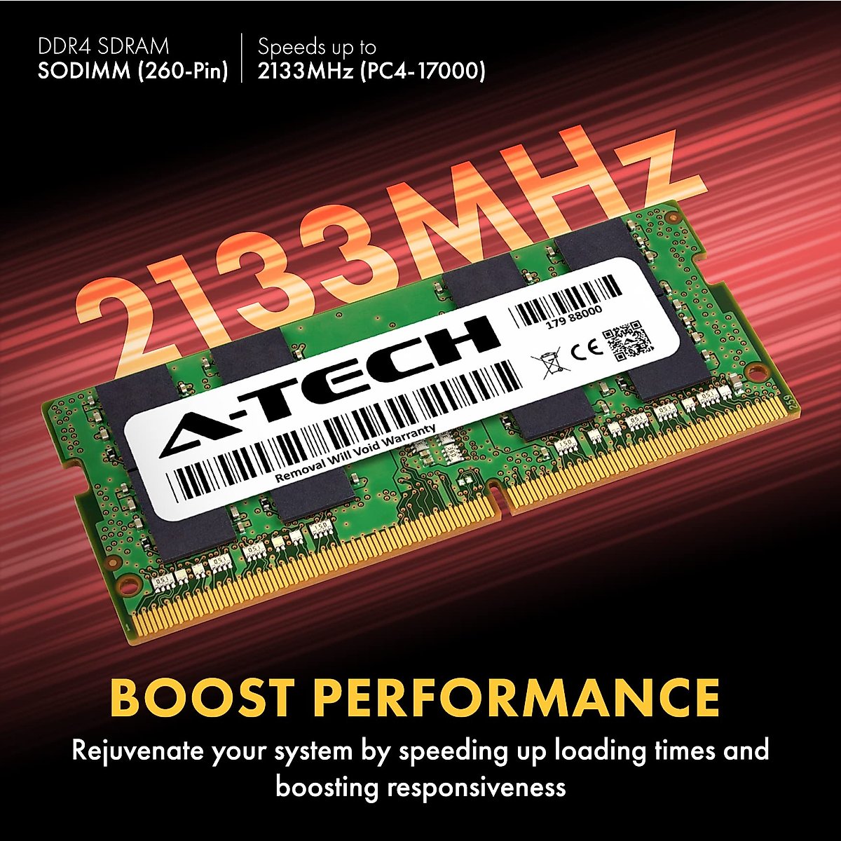 A-Tech 8GB DDR4 2133MHz SODIMM PC4-17000 2Rx8 Dual Rank 260-Pin CL15 1.2V Non-ECC Unbuffered Notebook Laptop RAM Memory Upgrade Module