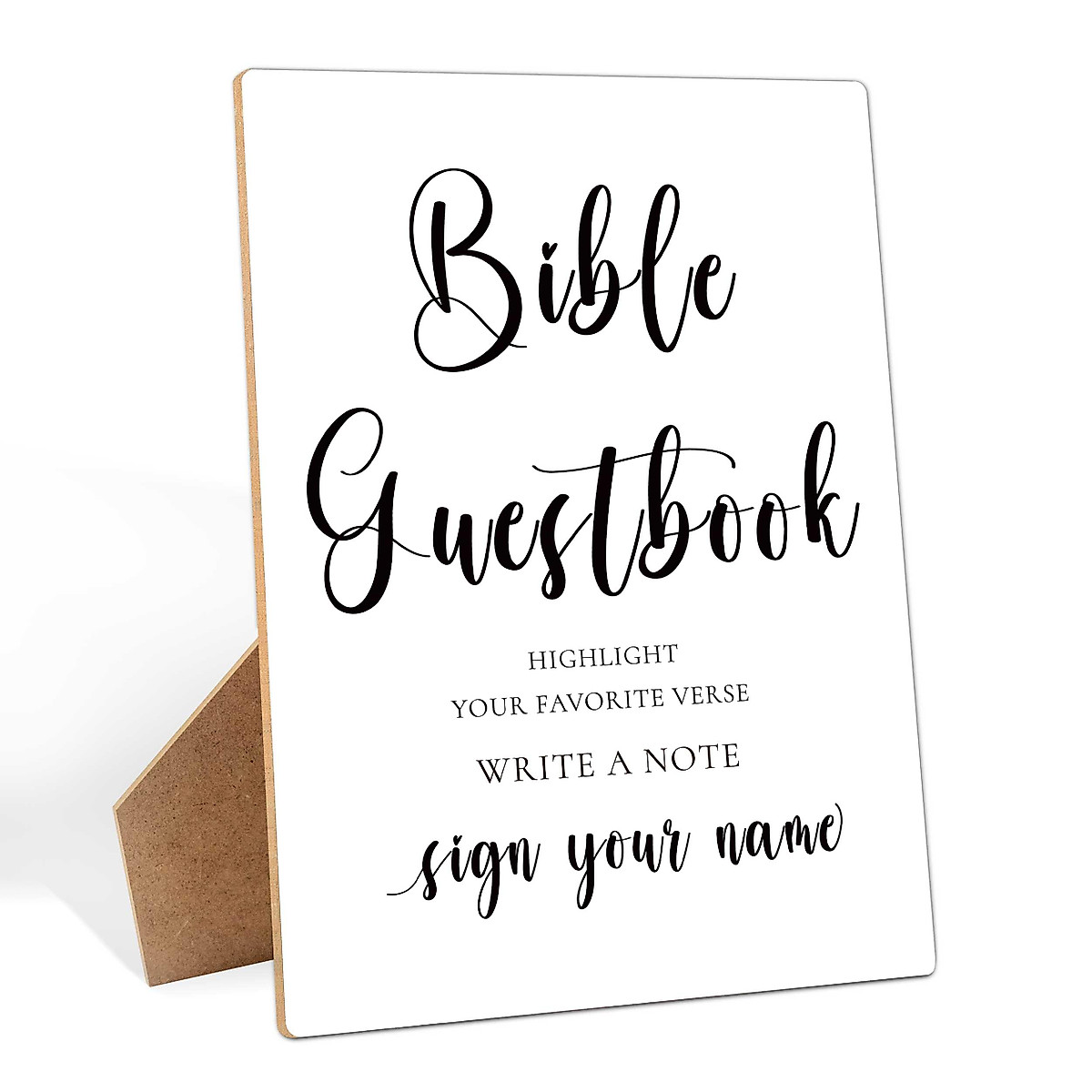 Bible Guestbook Sign, 8×11 Inches Wooden Sign With Stand, Hightlight Your Favorite Verse, Minimalist Table Sign for Wedding Favor,Bridal Shower, Wedding Reception, Event Party Favor Supplies-4