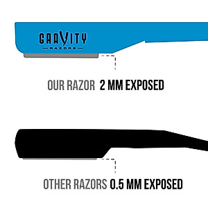 Professional Straight Razor - Ultra Exposed Straight Razor Kit with 10 Gravity Premium Blades, 2mm Exposed (Mystique)