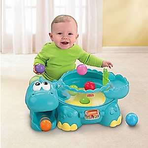 Fisher-Price Baby Crawling Toy, Poppity Pop Musical Dino Ball-Popper with Sounds for Infants Ages 6+ Months, Blue