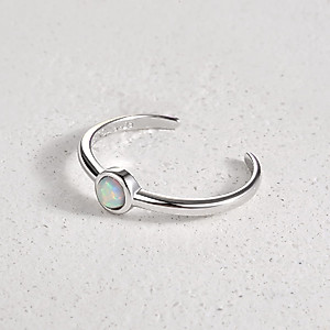 CHIC & ARTSY Toe Rings 925 Sterling Silver Created Opal Toe Rings for Women Opal Open Toe Rings Adjustable Cuff Toe Rings Beach Toe Finger Rings