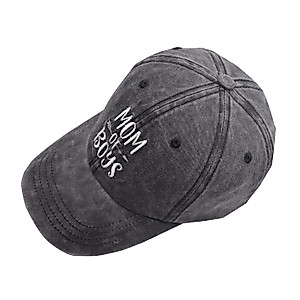 KKMKSHHG Women's Baseball Cap, Embroidered Adjustable Vintage Distressed Cotton Dad Hat Black