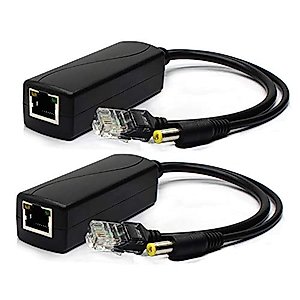 ANVISION 2-Pack Active 48V to 12V PoE Splitter Adapter, IEEE 802.3af Compliant 10/100Mbps, DC 12V Output, for IP Camera AP Voip Phone and More