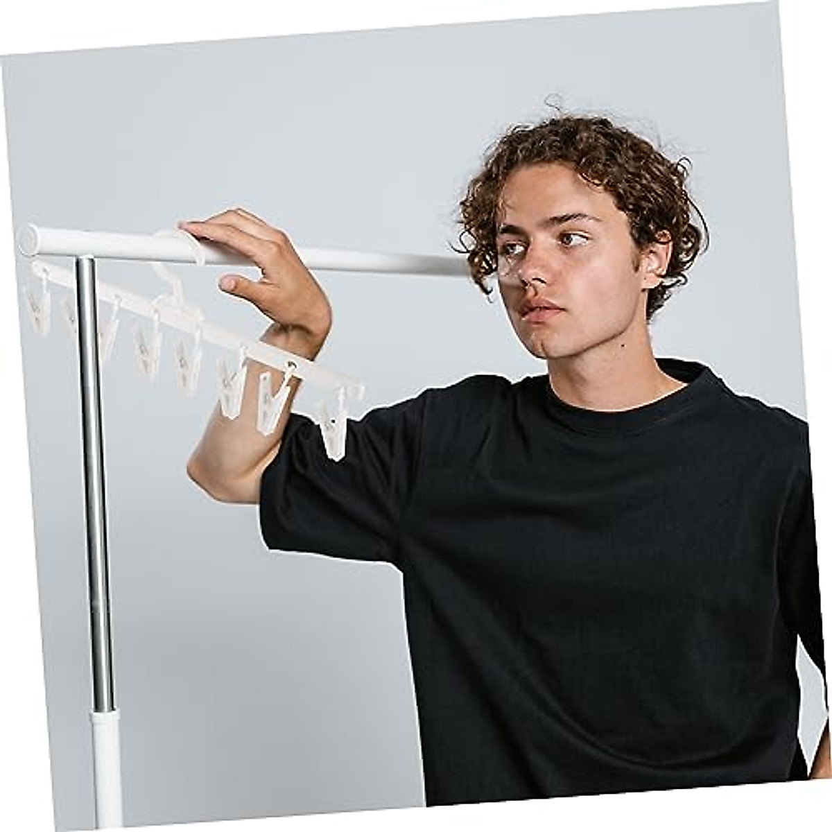 Garneck Windproof Clips Folding Clothes Drying Rack Folding Portable Travel Clip Balloon Lights Mini Socks Holder Windproof Foldable Clip Foldable Clip Drip Hanger Rivets for Fabric White