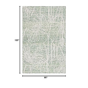 SAFAVIEH Metro Collection Area Rug - 8' x 10', Green & Ivory, Handmade Floral Wool, Ideal for High Traffic Areas in Living Room, Bedroom (MET875Y)