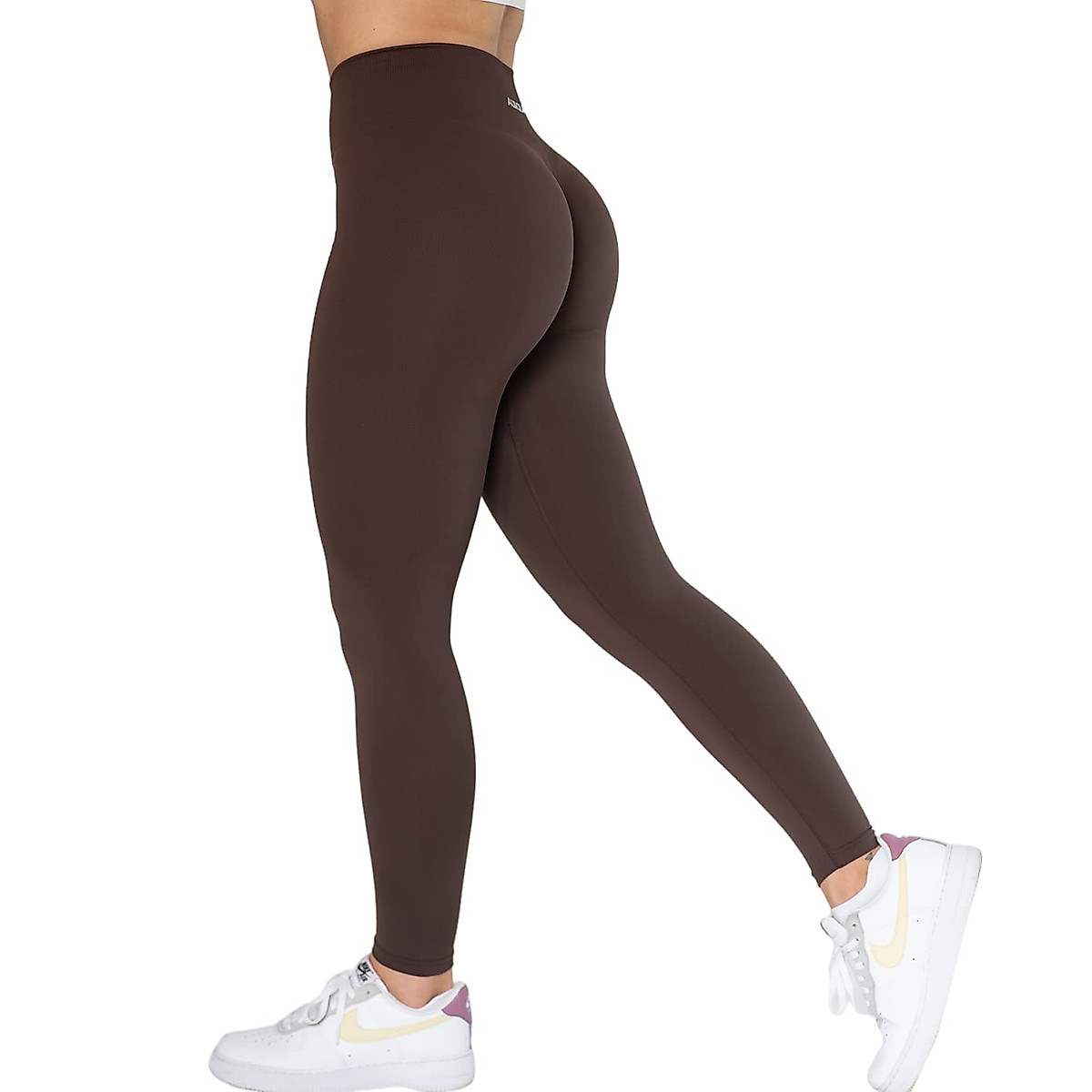 AUROLA Dream Collection Workout Leggings for Women High Waist Seamless Scrunch Athletic Running Gym Fitness Active Pants Java Coffee S