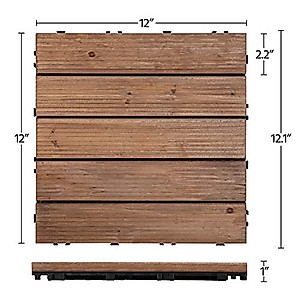 Yaheetech 27PCS Interlocking Patio Deck Tiles 12 x 12in Wood Floor Tiles Outdoor Flooring for Patio Garden Deck Poolside Brown