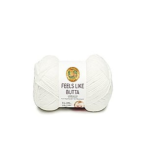 Lion Brand Yarn Feels Like Butta Soft Yarn for Crocheting and Knitting, Velvety, 1-Pack, White