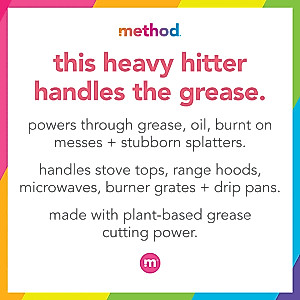 Method Heavy Duty Degreaser, Lemongrass Scent, Oven Cleaner & Stove Top Cleaner, 28 Oz Spray Bottles (Pack of 3)