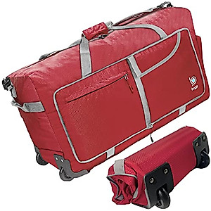 Bago Rolling Duffle Bag with Wheels - 30" 100L Foldable Weekender Bag, Waterproof Travel Duffel Bag, Heavy Duty lightWeight Duffle Bag for Traveling, Rolling Duffel Bag with Wheels (Red)