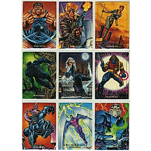 1992 SkyBox Marvel Masterpieces Series-1 New 100-Card Complete Base Set Plus 5-Card Spectra Foil Chase Set in Collector Pages