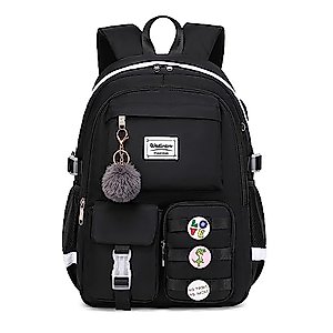 Wadirum Cute Laptop Backpack for Girl Fashion College Bag Women Backpack Purse Black