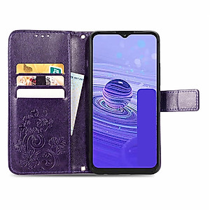 Futanwei for Lively Jitterbug Smart4 Flip Case with Card Holder, [Flower Pattern] [Built-in 3 Credit Card Slots][Magnetic Closure] [Kickstand Feature] Luxury PU Leather Women's Wallet Case, Purple
