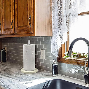 Black Paper Towel Holder Countertop, Kitchen Cling Film Holder Paper Towel Roll Holder Standing Roll Paper Storage Rack, Free Stand Weighted Paper Towels Holder Easy Tear to Use in Bathrooms