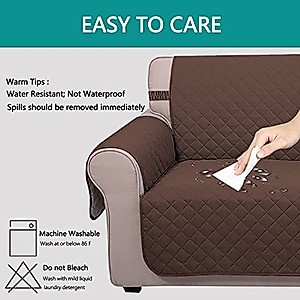U-NICE HOME Loveseat Sofa Cover Reversible Couch Cover for Dogs with Elastic Straps Water Resistant Furniture Protector for Pets Couch Cover for 2 Cushion Couch (Loveseat, Coffee/Beige)