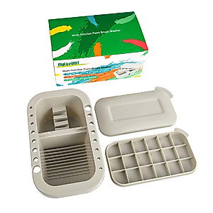 MyLifeUNIT Paint Brush Cleaner, Paint Brush Holder and Organizers with Palette for Acrylic, Watercolor, and Water-Based Paints (Grey)