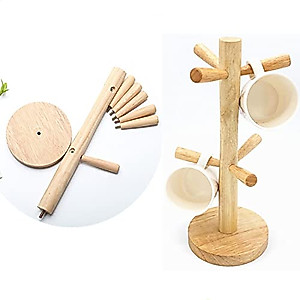 Mug Holder Tree, Bamboo Mug Tree Stand, Countertop Mug Tree, Coffee Cup Stand for Countertop, Coffee Cup Holder with 6 Hooks
