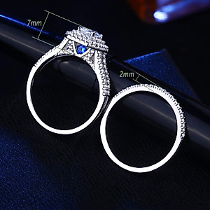 Wuziwen Emerald Wedding Rings for Women Bridal Sets 925 Sterling Silver CZ Cubic Zirconia Size 6