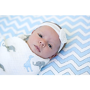 SwaddleDesigns Marquisette Receiving Swaddle Blanket for Baby Boys & Girls, Soft Premium Cotton Muslin, Best Shower Gift, Blue Safari Fun, Parent Picks Award Winner