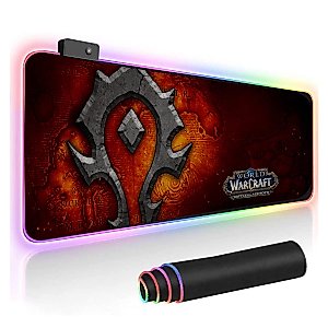 Horde RGB Soft Gaming Mouse Pad Large Oversized Glowing Led Extended Mousepad Non-Slip Rubber Base Computer Keyboard Pad Mat 31.5X 11.8in