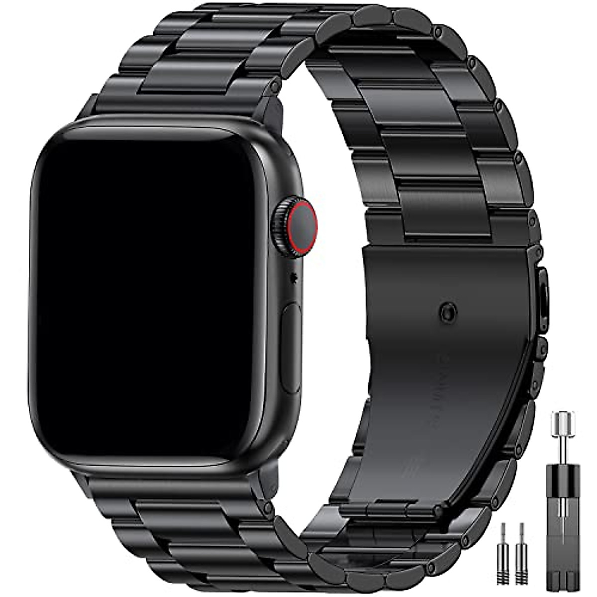 EPULY Compatible with Apple Watch Band 49mm 45mm 44mm 42mm 41mm 40mm 38mm, Business Stainless Steel Metal Watchband for iWatch Strap Ultra SE Series 8 7 6 5 4 3 2 1 Men & Women (Black, 49mm 45mm 44mm 42mm)