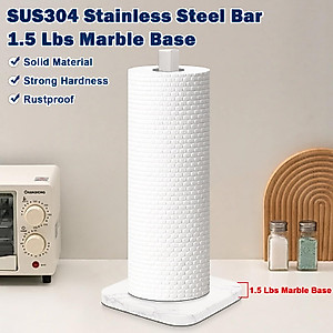 NearMoon Standing Paper Towel Holder, Stainless Steel Square Paper Towel Roll Holder with Marble Base for Bathroom Kitchen Countertop, Standard or Jumbo-Sized Roll Holder (Brushed Gold)