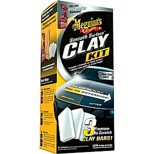 Meguiar's G1116EU Quik Clay Bar Starter Kit with 80g of clay and 473ml Detailer to safely remove surface bonded contaminants such as tar, tree sap, overspray and industrial fallout