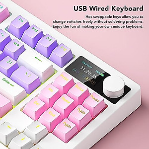 Luqeeg Gaming Keyboard, USB Wired Hot Swappable Bluetooth Wireless RGB Mechanical Keyboard with 3 Mode Connectivity, 16 Lighting Effects, Mechanical Keyboard for Windows, Mac